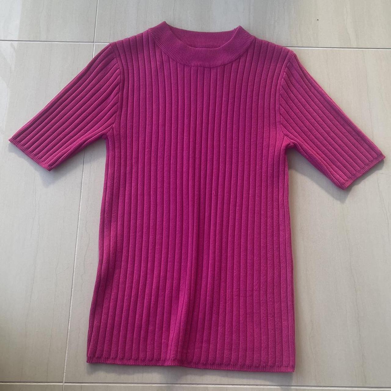 Dark pink ribbed top Size 14 - Depop