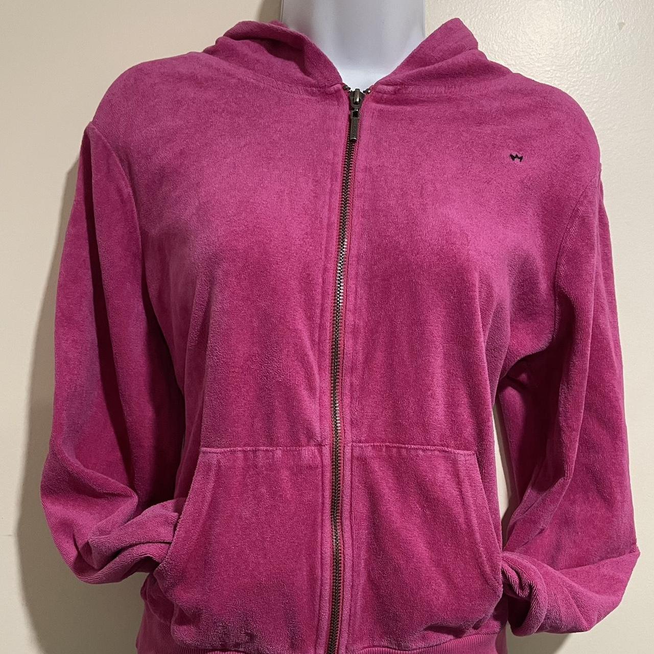 Nicki Minaj pink terry cloth zip-up hoodie... | Depop