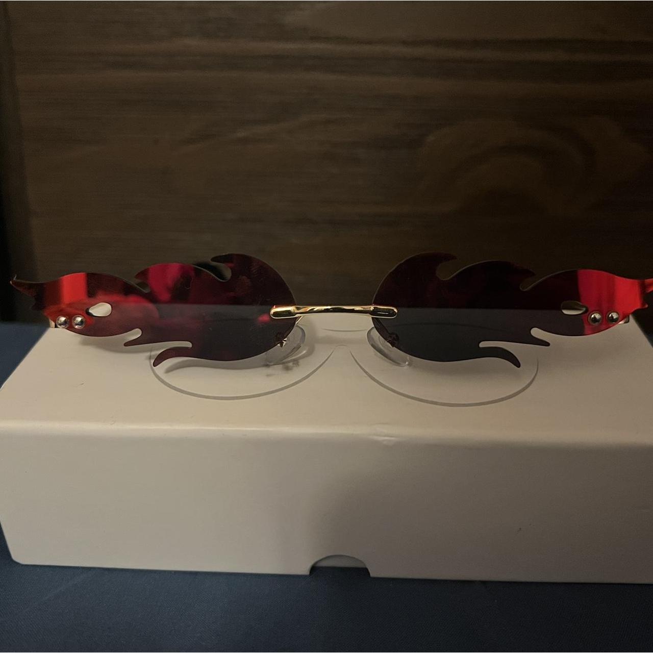 reflective flame glasses super cool find! #sunnies... - Depop
