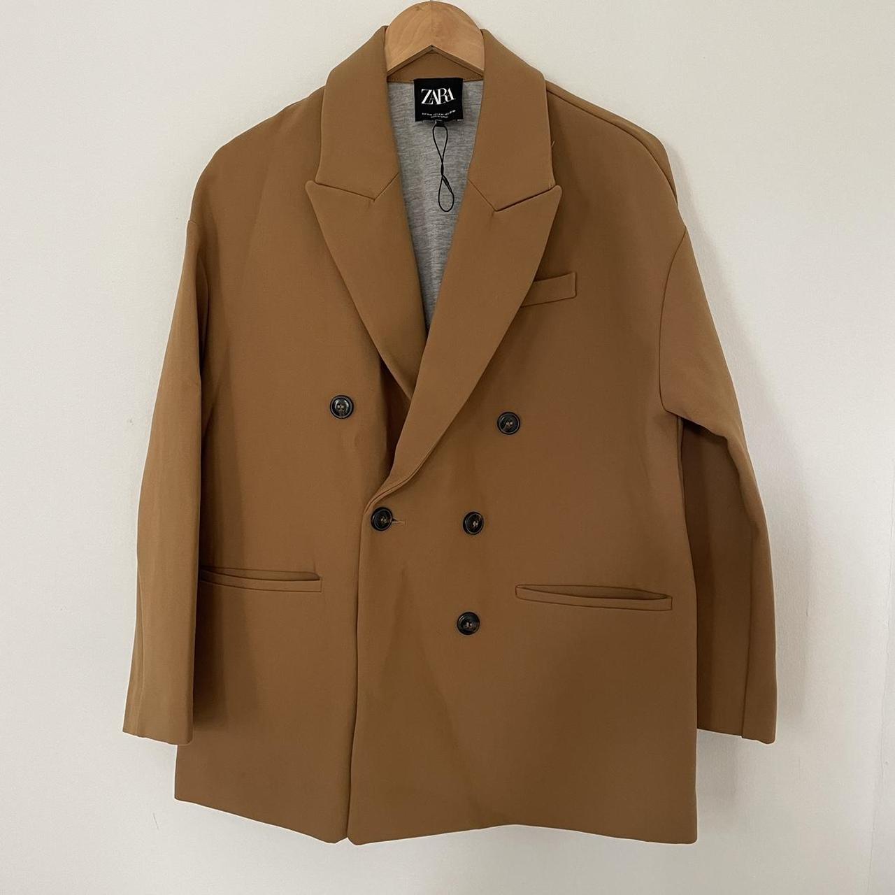 Zara tan suit jacket and trousers comes all together... - Depop