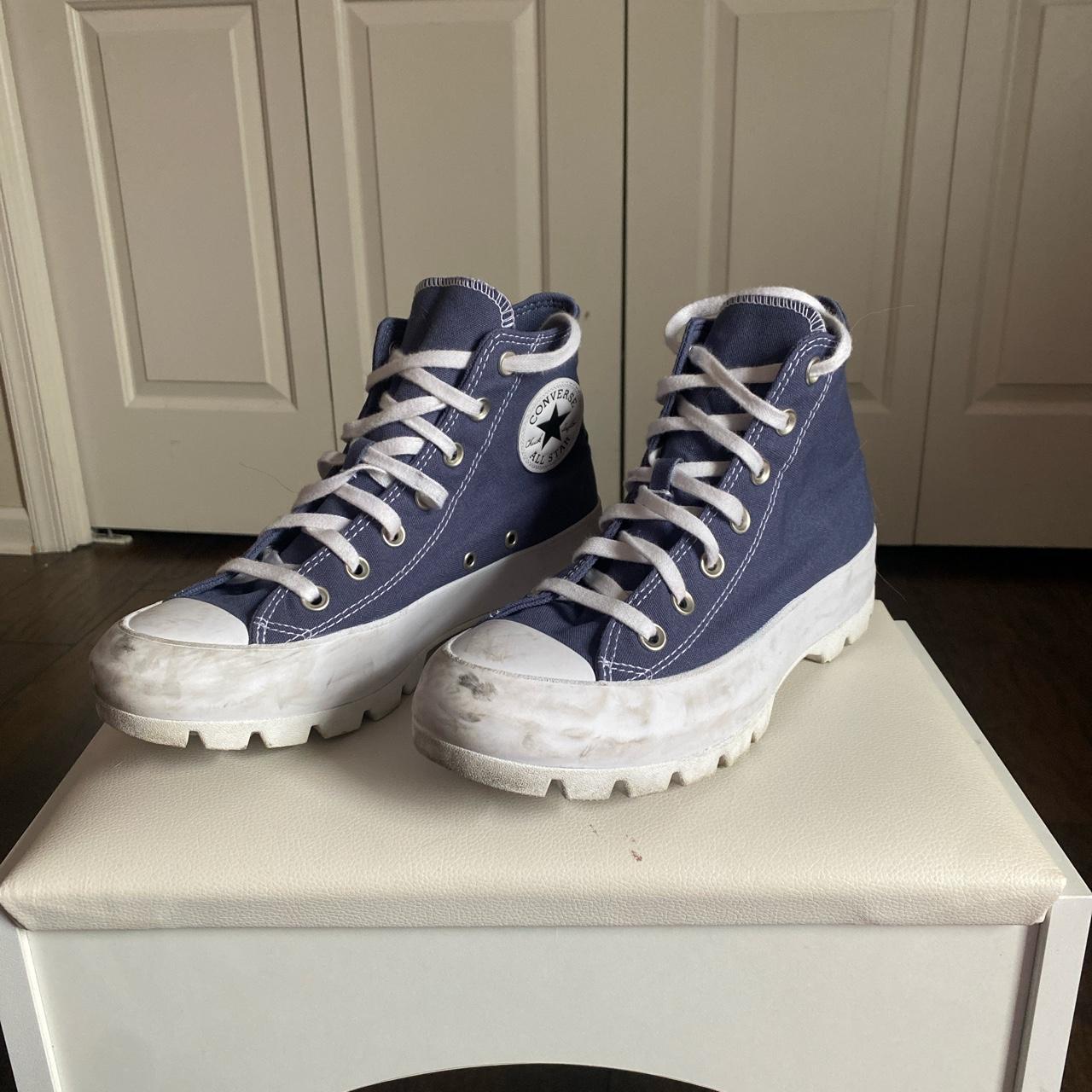 steel blue platform converse!! worn a few times so... - Depop