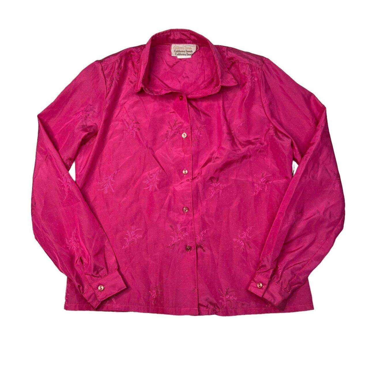 Vintage 80s Button Up Collared Long Sleeve Blouse... - Depop