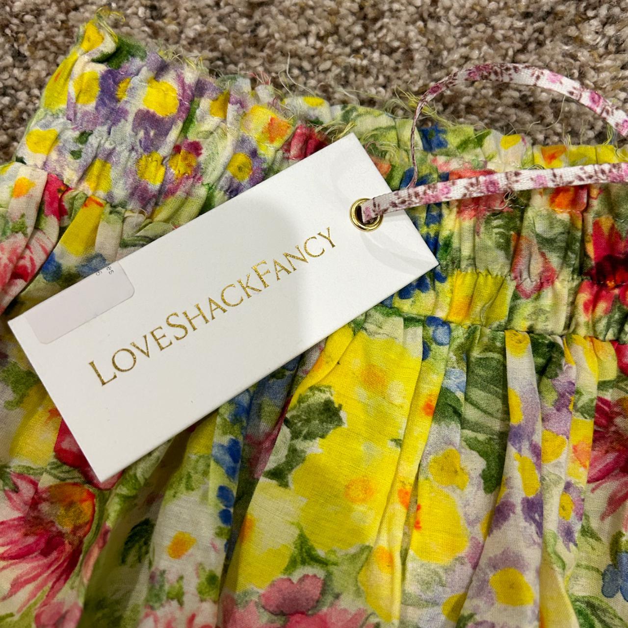 LoveShackFancy floral yellow skirt, never worn, with... - Depop