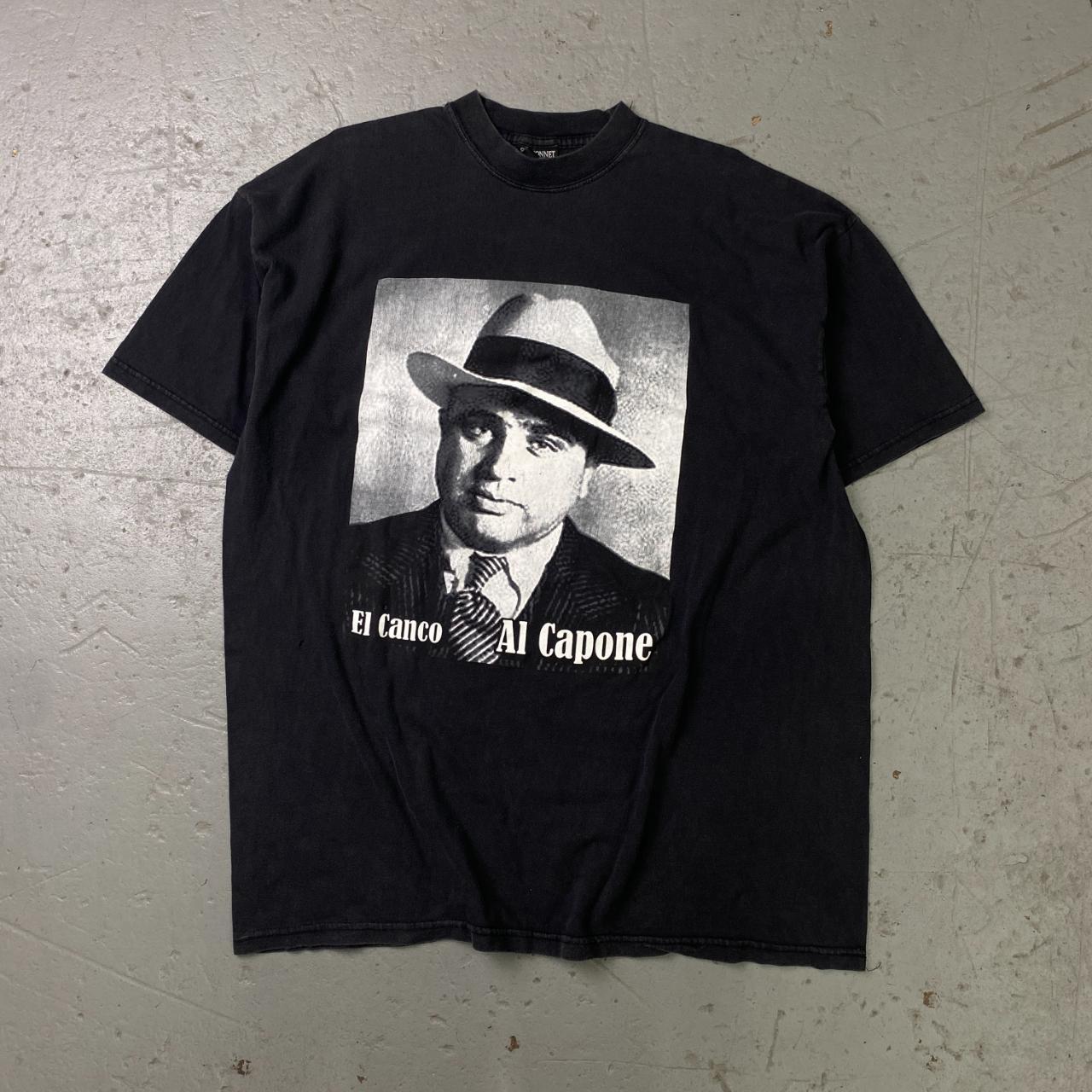Vintage Al Capone Gangster Faded Graphic T-Shirt -... - Depop