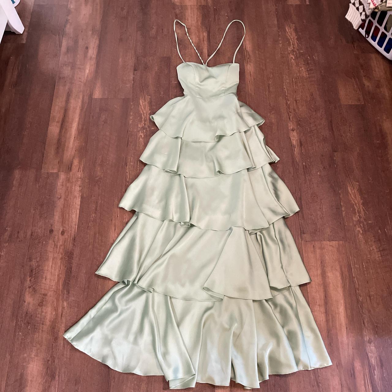 Sage Green Ruffle Dress, Great for Prom! Never worn. - Depop