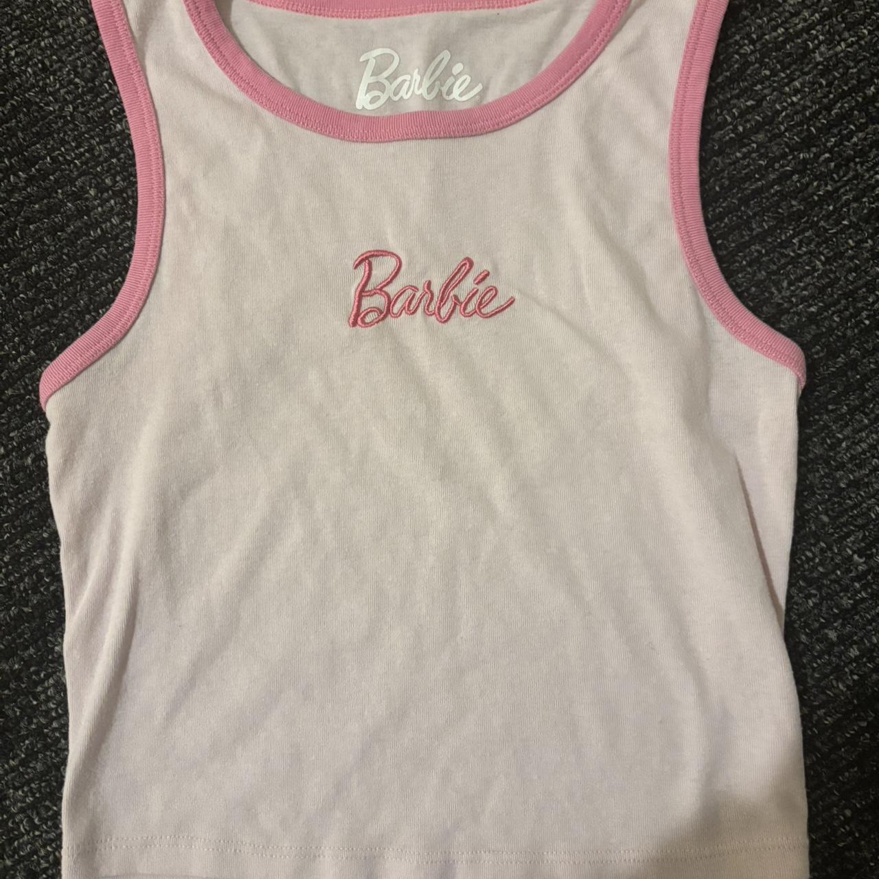 Cute light pink Barbie tank top barley worn size... - Depop
