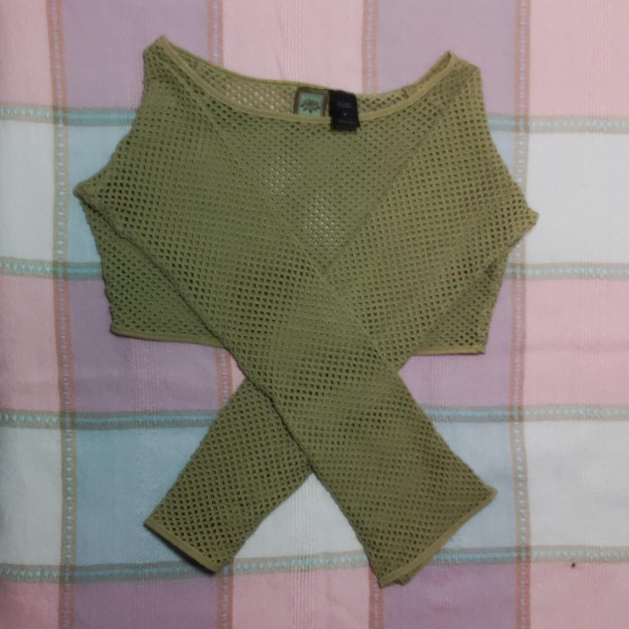 🍃Funky Green Fishnet Top🍃 Army green fishnet top... - Depop