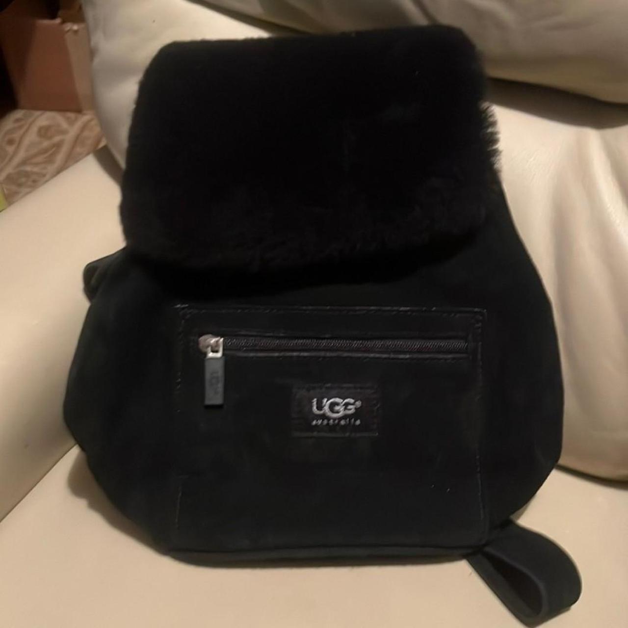 UGG MINI BACKPACK PURSE BLACK VERY CUTE AND NEVER... - Depop