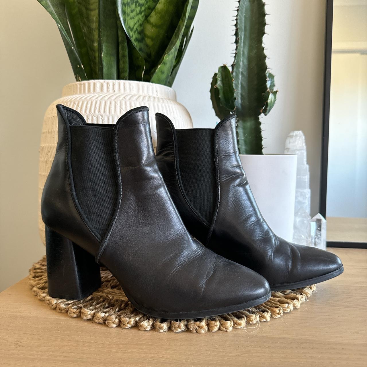 JO MERCER leather ankle block heel boots Size 38 or... - Depop