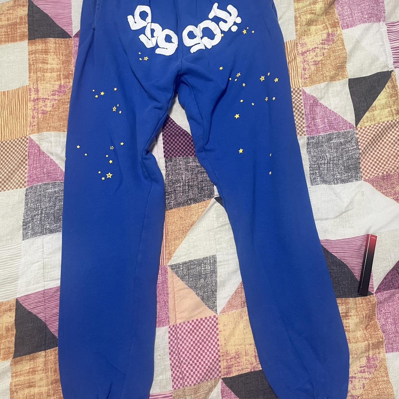Blue Tcc 555 spider sweatpants 8/10 condition • dm... | Depop