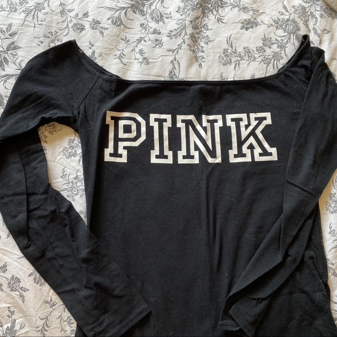 Victoria’s Secret Pink - Black Shoulderless Bodysuit... - Depop