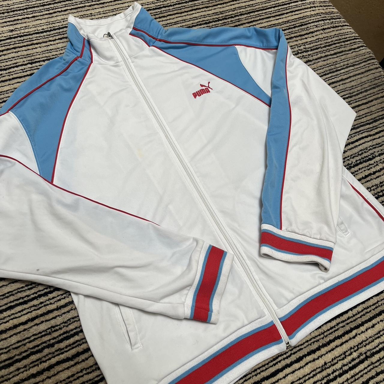 Vintage white Puma zip up jumper / track top with... - Depop
