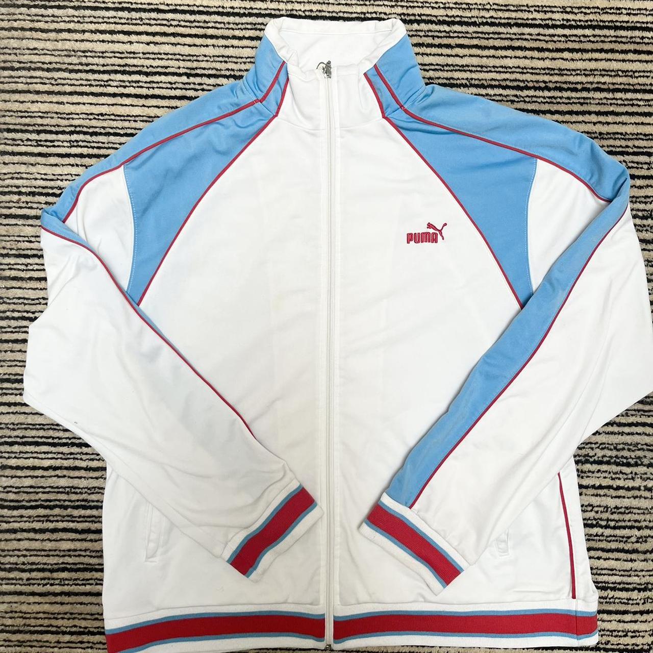 Vintage white Puma zip up jumper / track top with... - Depop