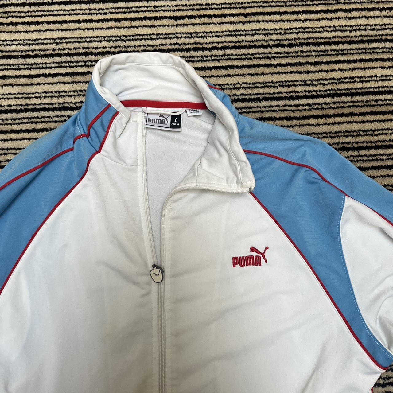 Vintage white Puma zip up jumper / track top with... - Depop
