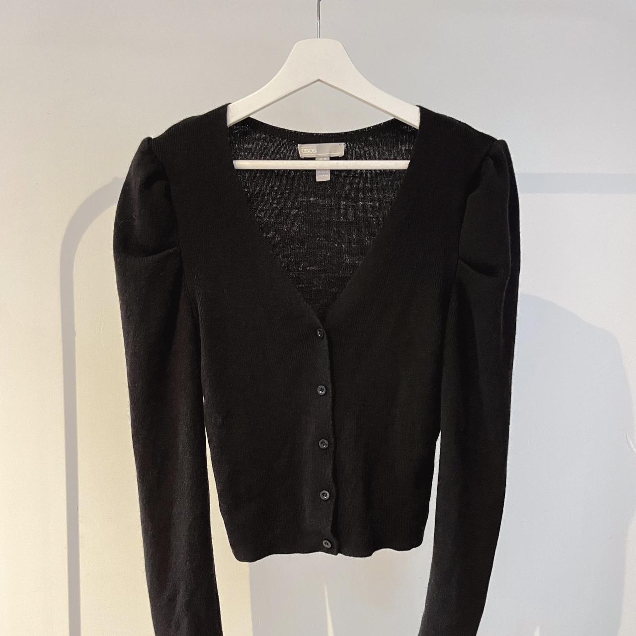 Black ASOS Design puff sleeve cardigan, size 10. Not... - Depop