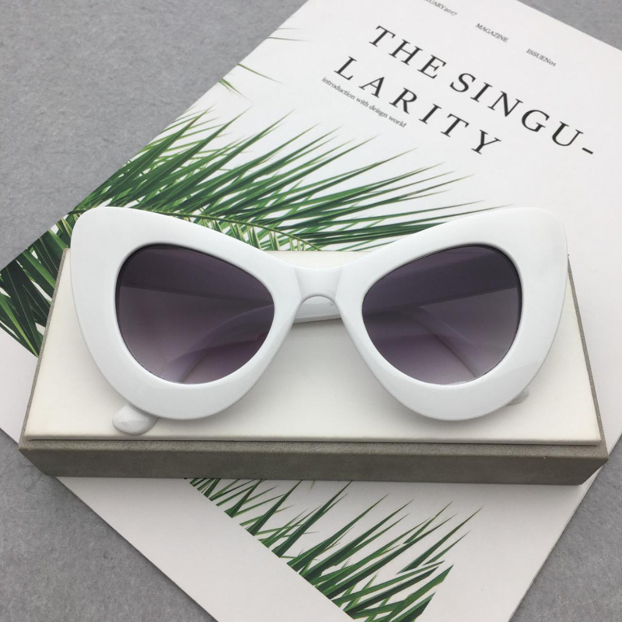 Cute Shades Retro Cat Eyes Sunglasses White Frame Uv Depop