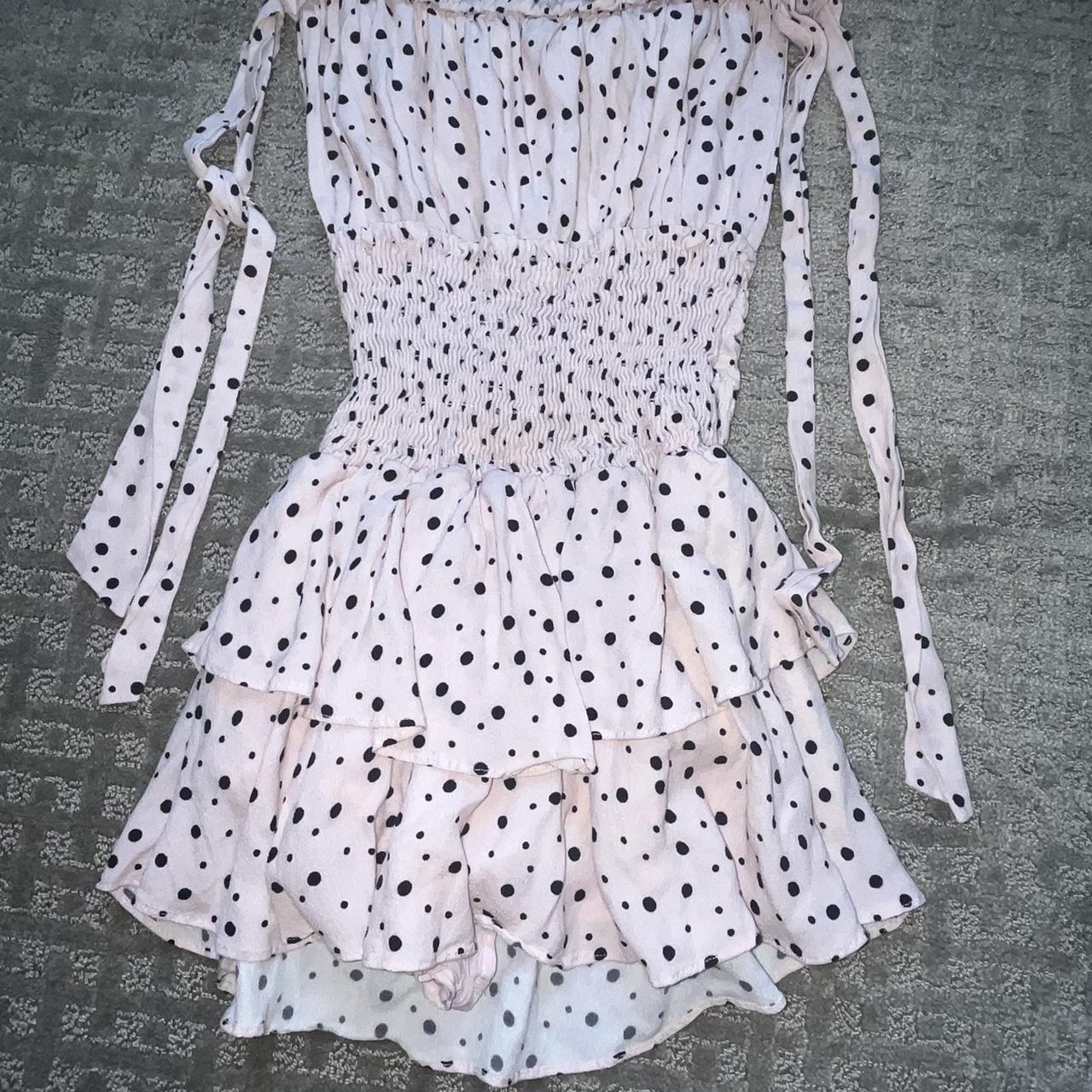 Light pink romper with black polka dots So cute and... - Depop