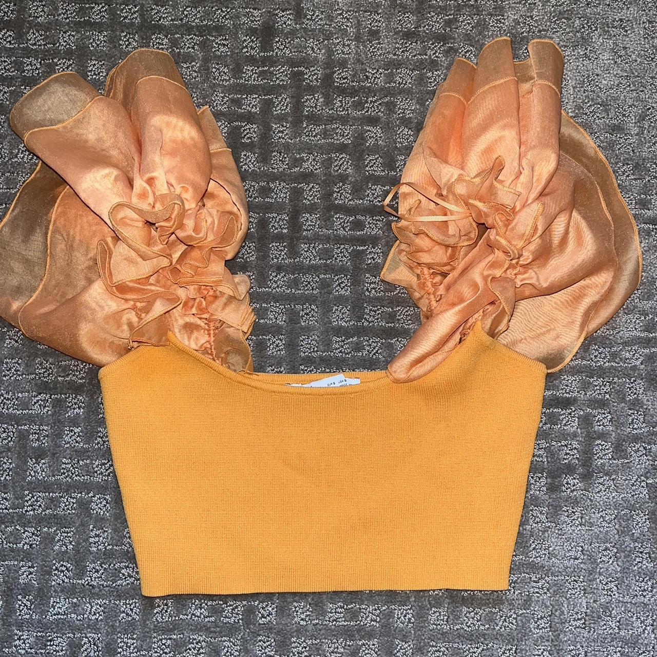 Zara orange ruffle top - Depop