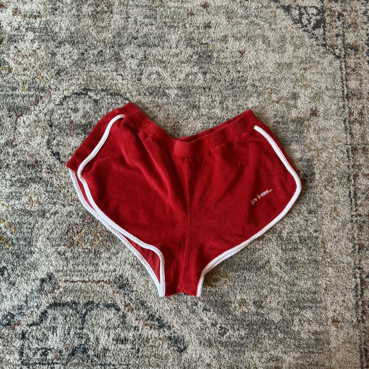 It's frans red terry cloth shorts - Depop