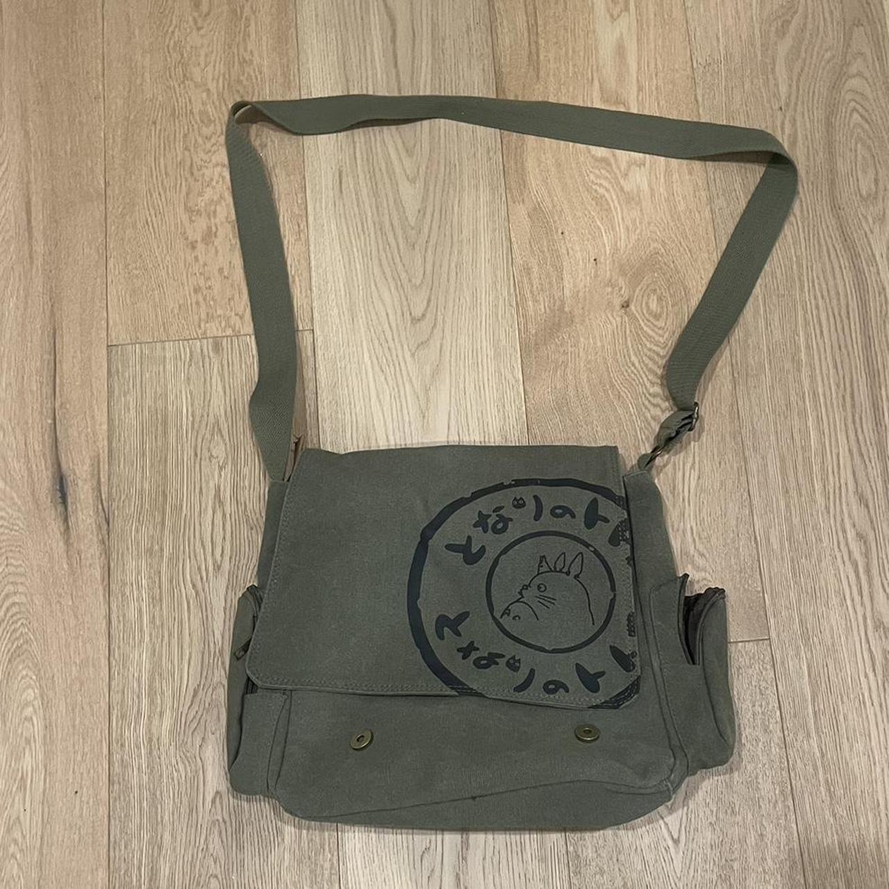Green and black Studio Ghibli Totoro messenger bag... - Depop