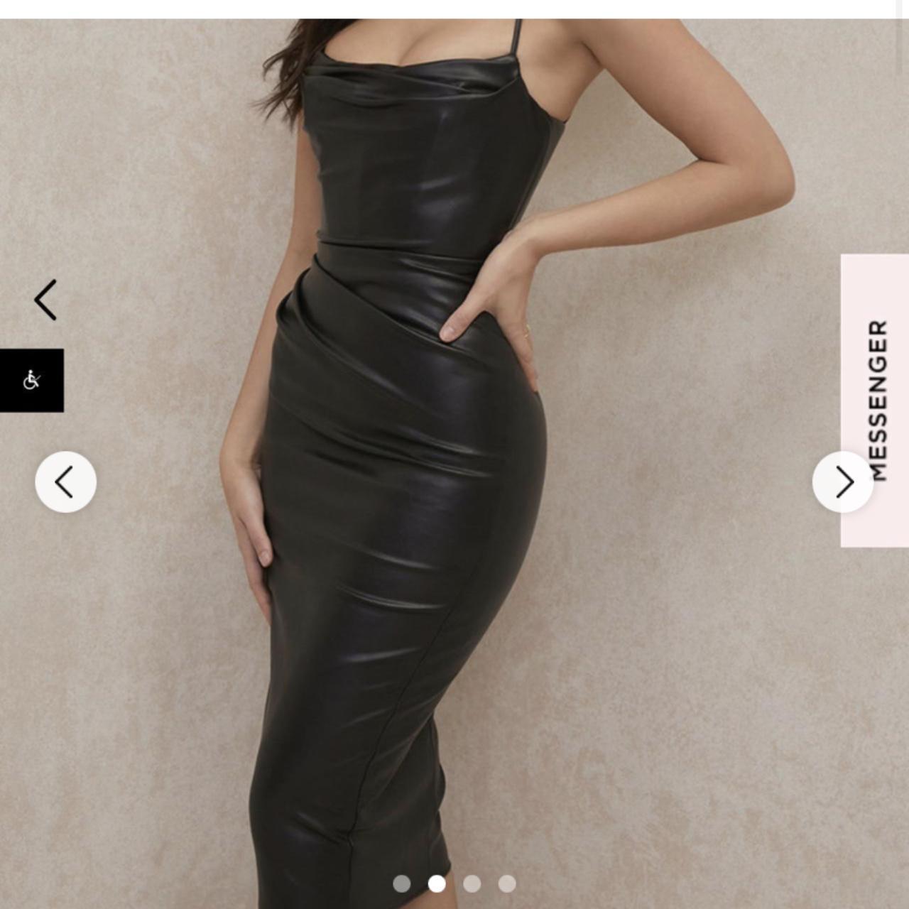 House of CB black leather Luanne midi dress, never... - Depop