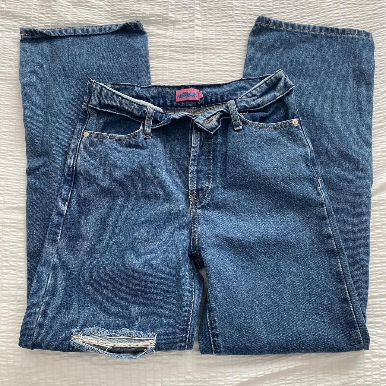 Edikted fold over straight legged jeans super cute... - Depop
