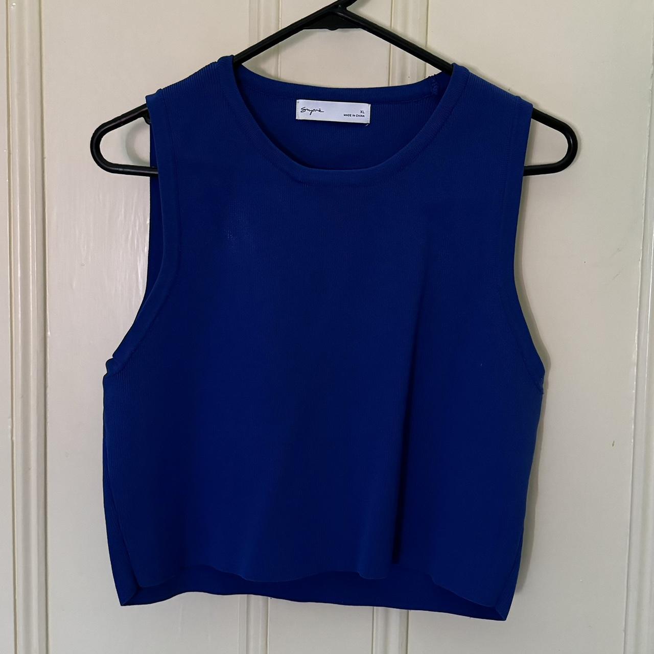 supre dark blue tank top size: AUS XL *shipping... - Depop
