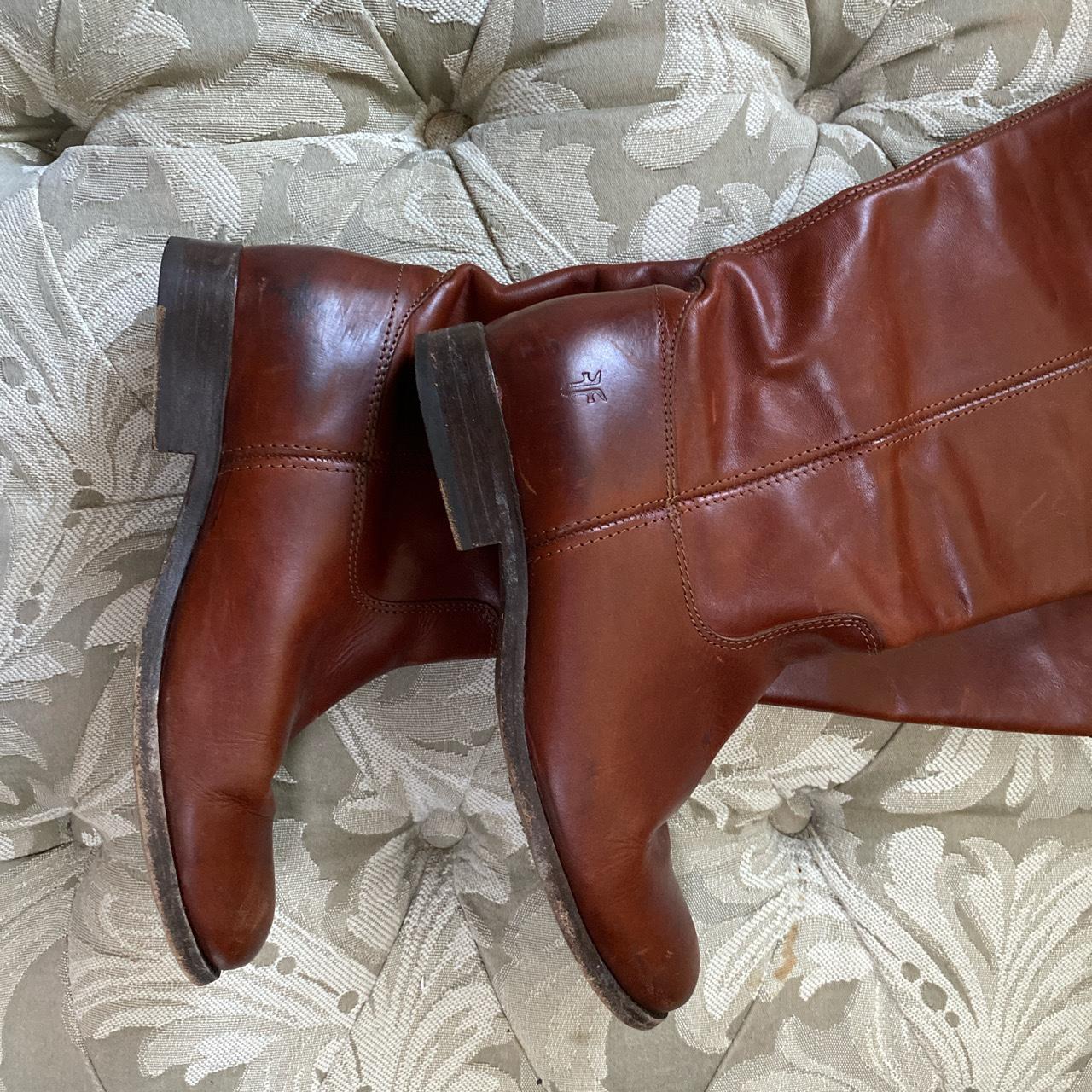 Frye chestnut color leather riding boots! So cute!... - Depop