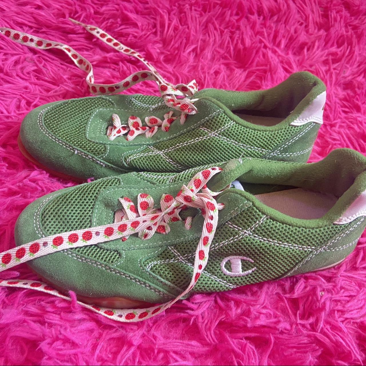 green champion tennis shoes with super cute... - Depop