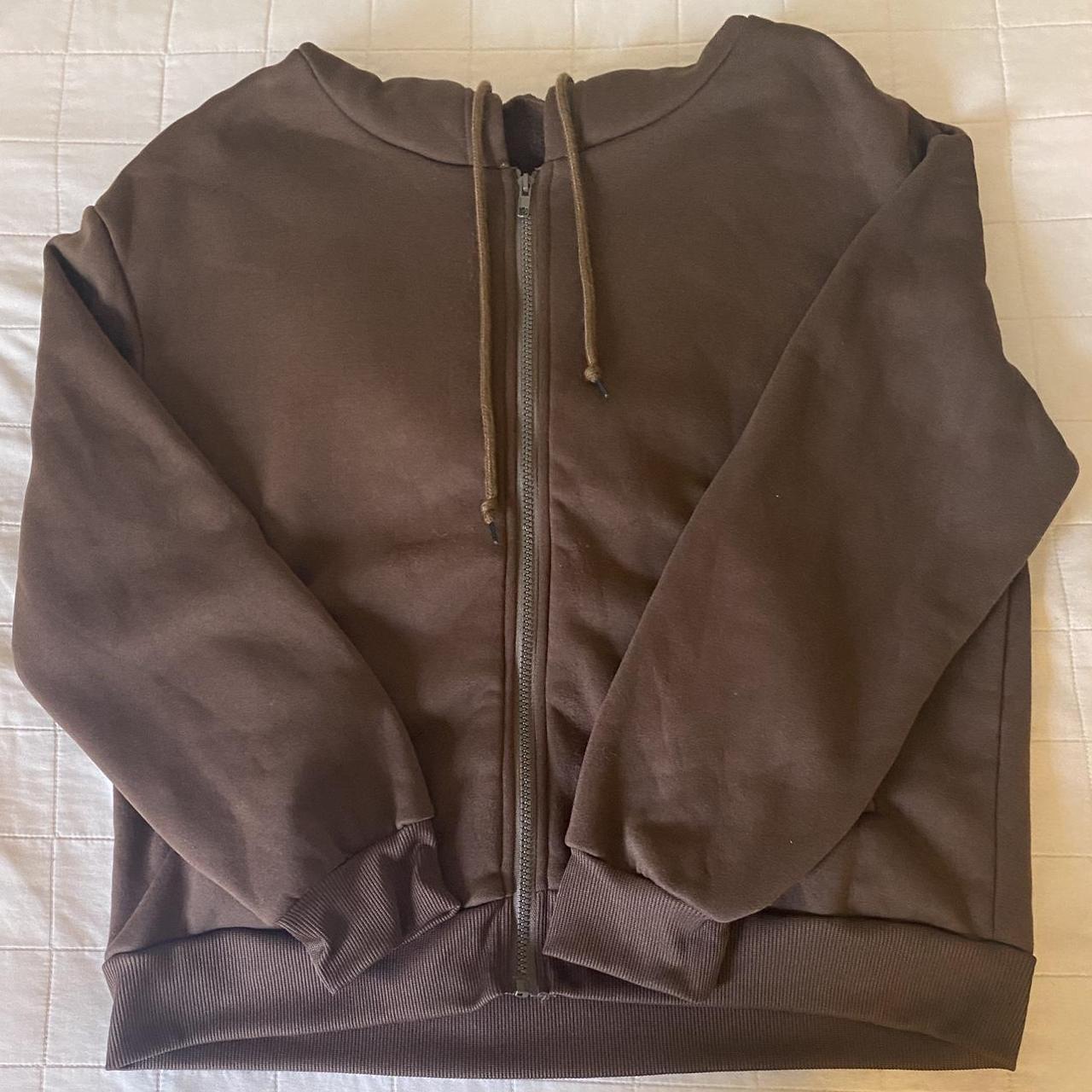 brown zip-up jacket • brand: shein • sold out on... - Depop