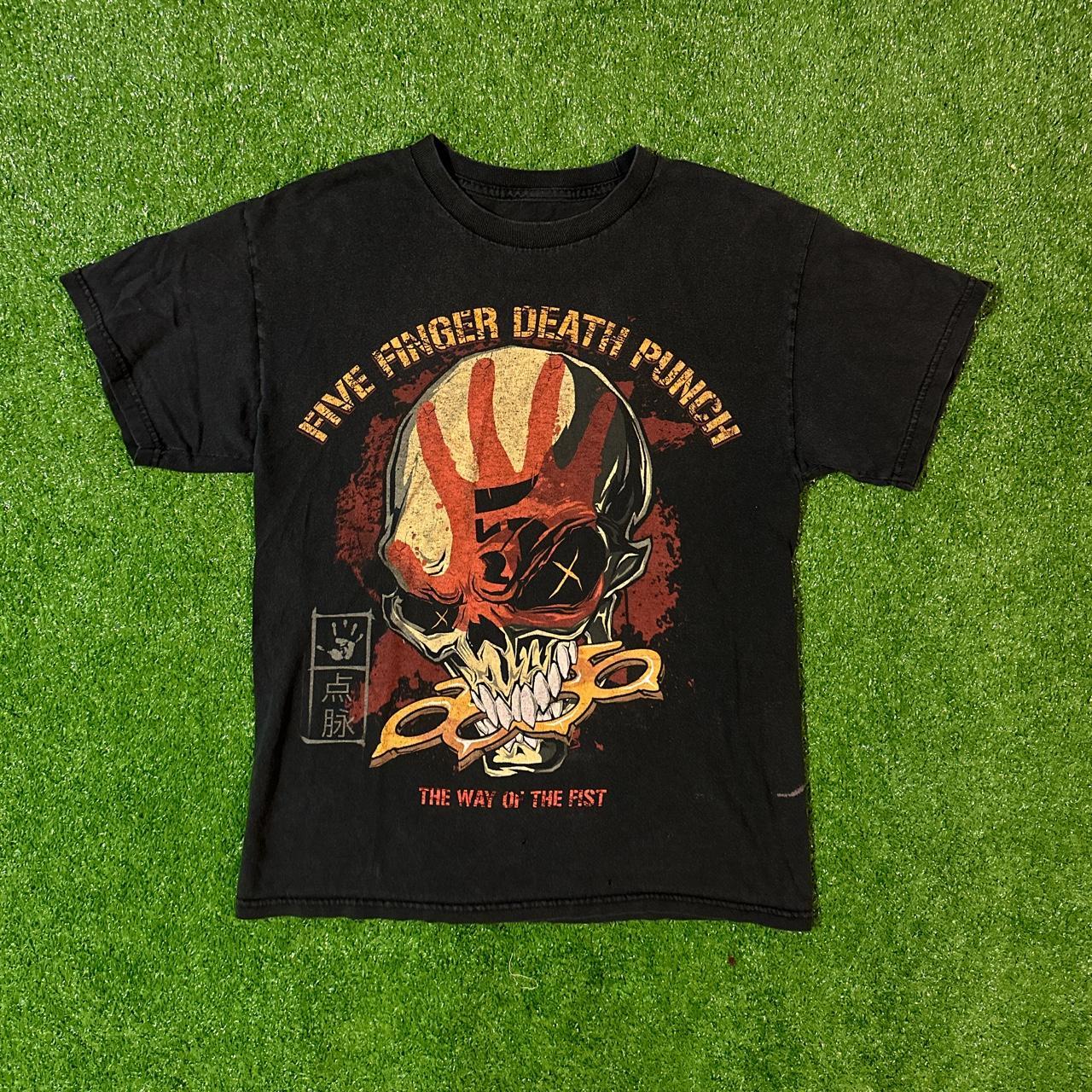 Y2K Five Finger Death Punch Tee - Medium - 21x26 - Depop