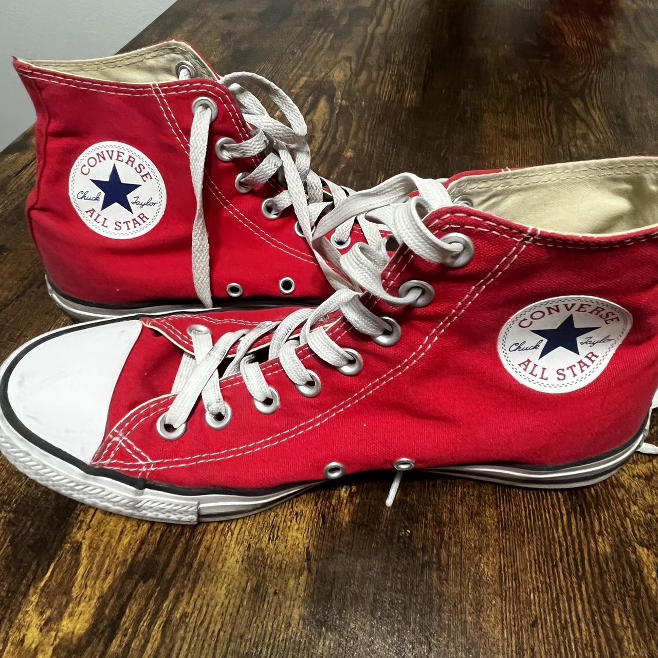 red high top converse size 9.5 women’s / 7.5 men’s.... - Depop