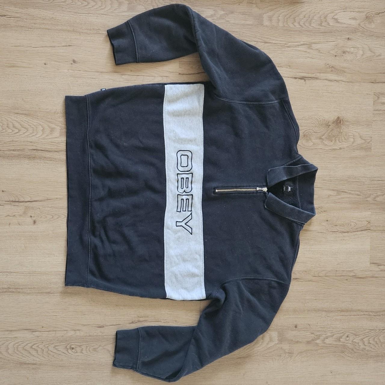 Obey zip up crew neck thing, the only noticeable... | Depop