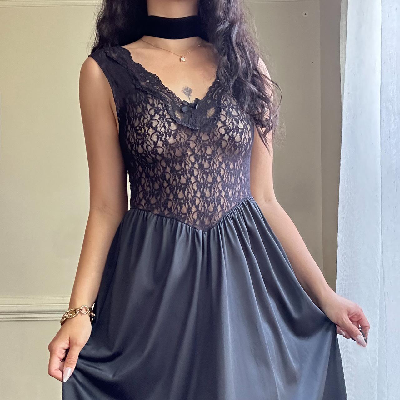 - Dark feminine midi dress featuring complete sheer... | Depop