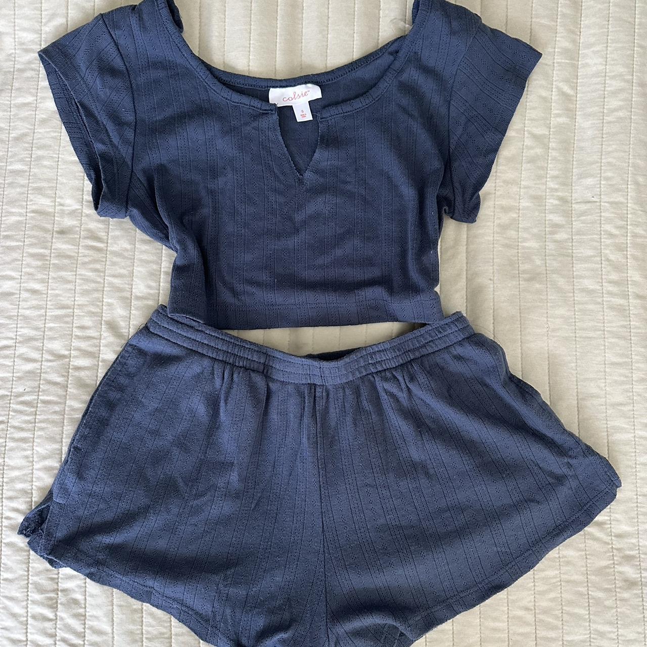 navy blue colsie coquette pajama set - Depop