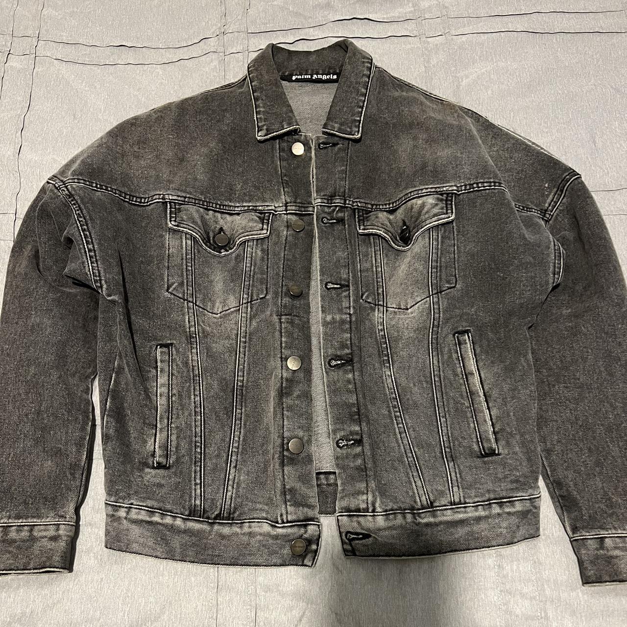 Palm Angels Denim jacket grey washed Size... - Depop