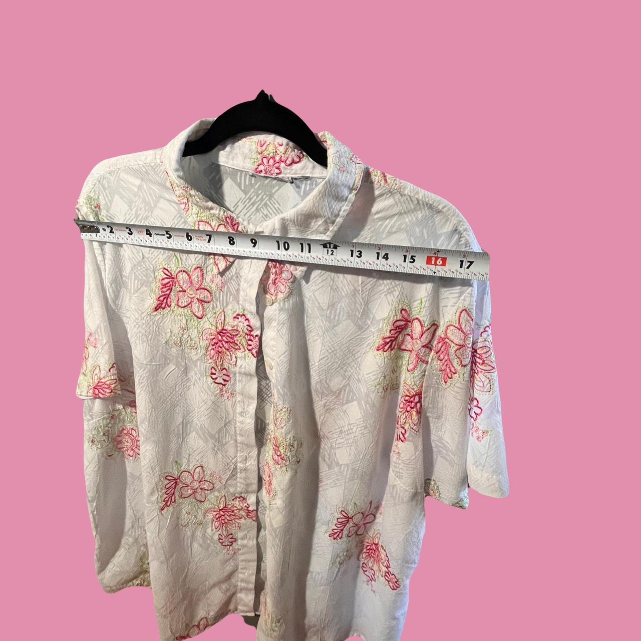 Vintage flower embroidered button down. Fits like a... - Depop