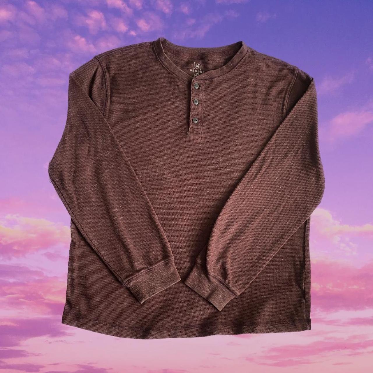 burgundy goodfellow target henley long sleeve... - Depop