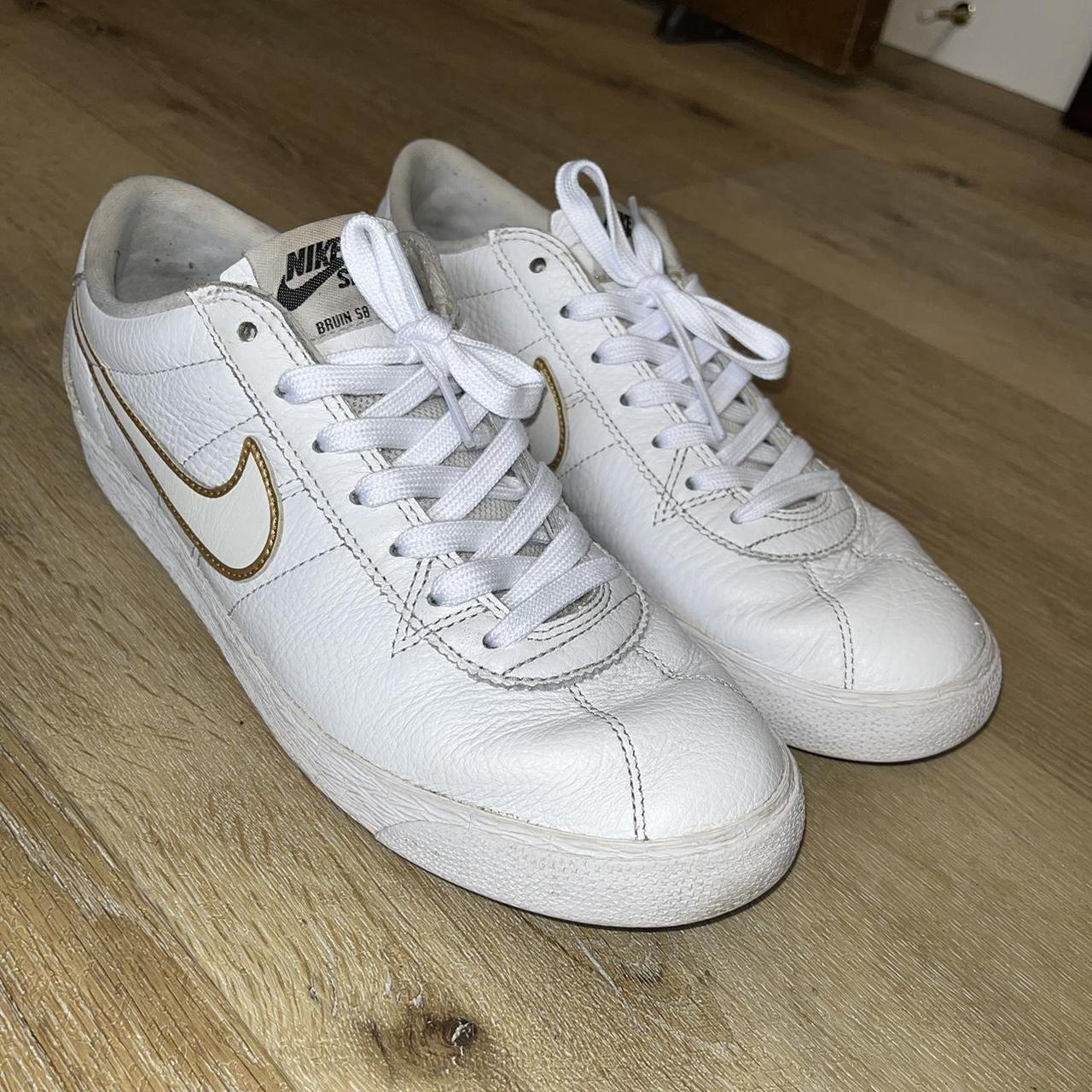 Men's White and Gold Trainers | Depop