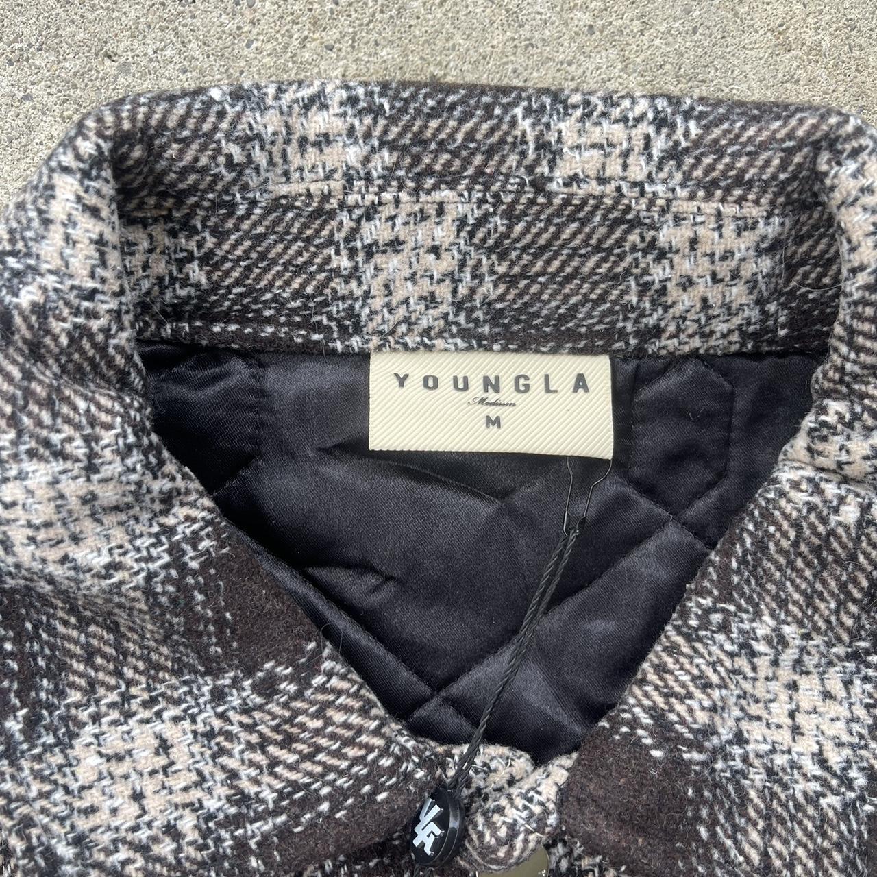 Young LA Dark Brown and Cream plaid flannel jacket -... - Depop