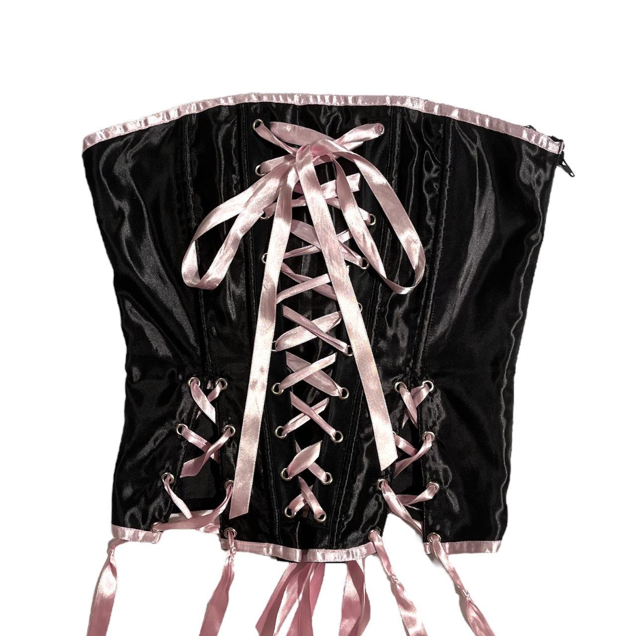 Escante Women's Black and Pink Corset | Depop