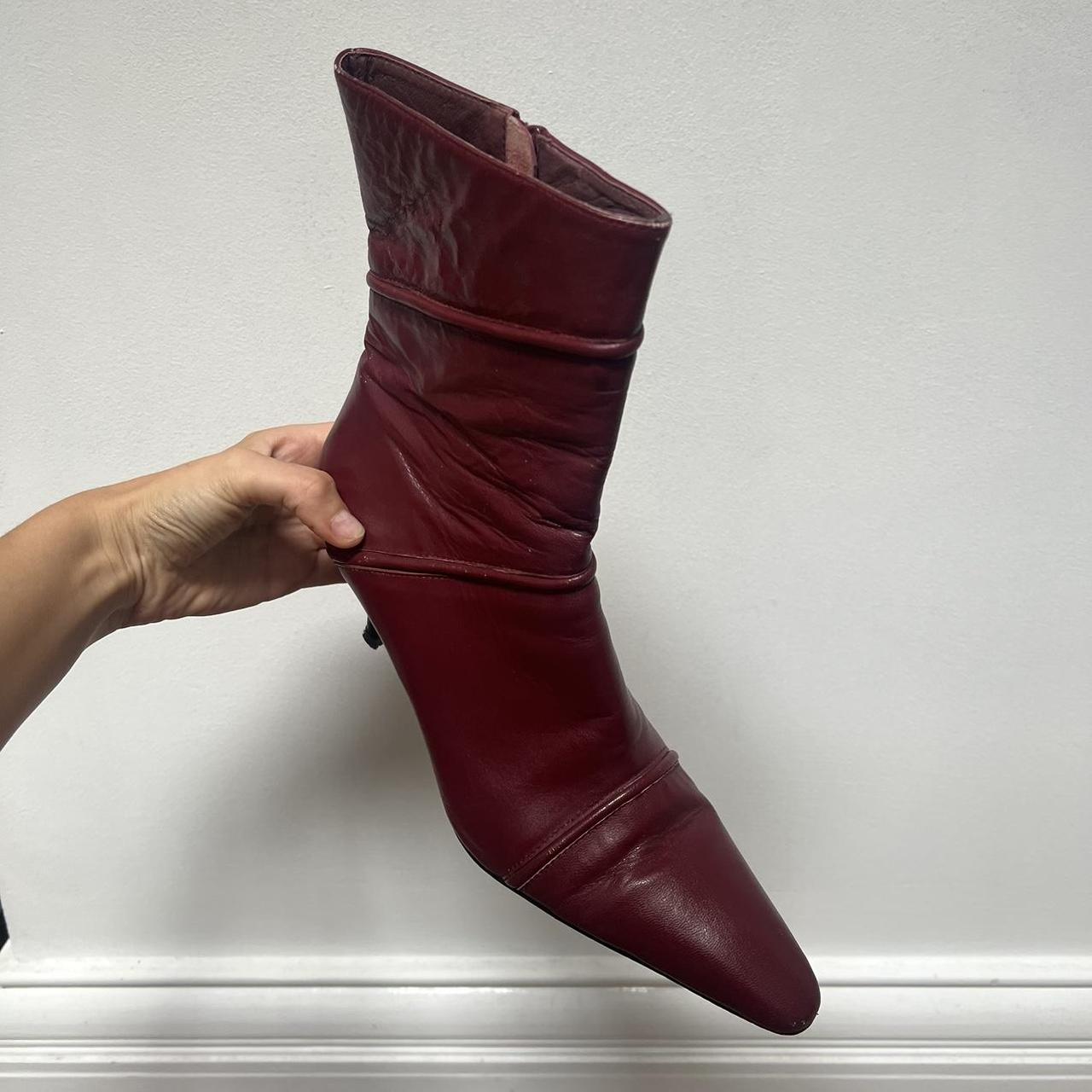 Amazing cherry red / burgundy red leather boots.... - Depop