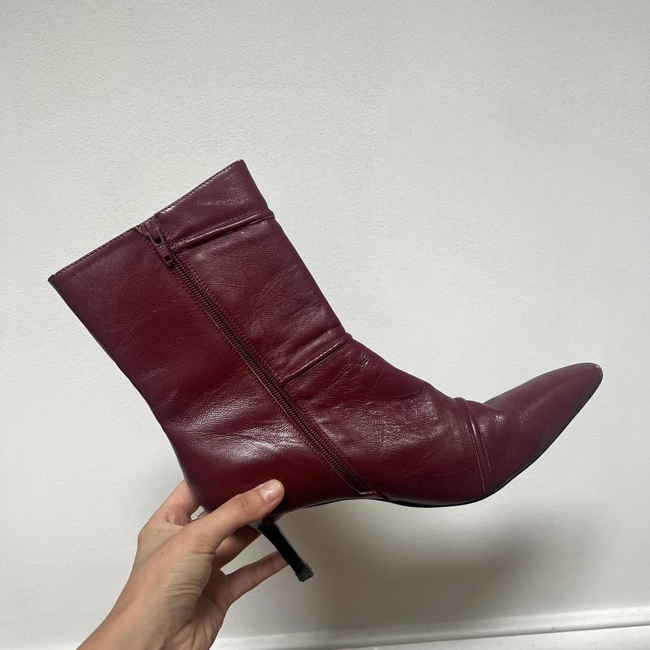 Amazing cherry red / burgundy red leather boots.... - Depop