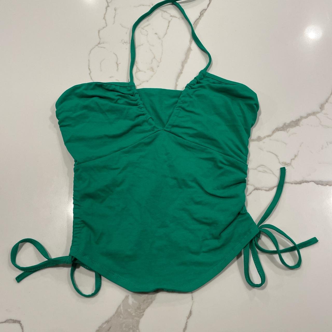 Green going out top with adjustable sides for length... - Depop