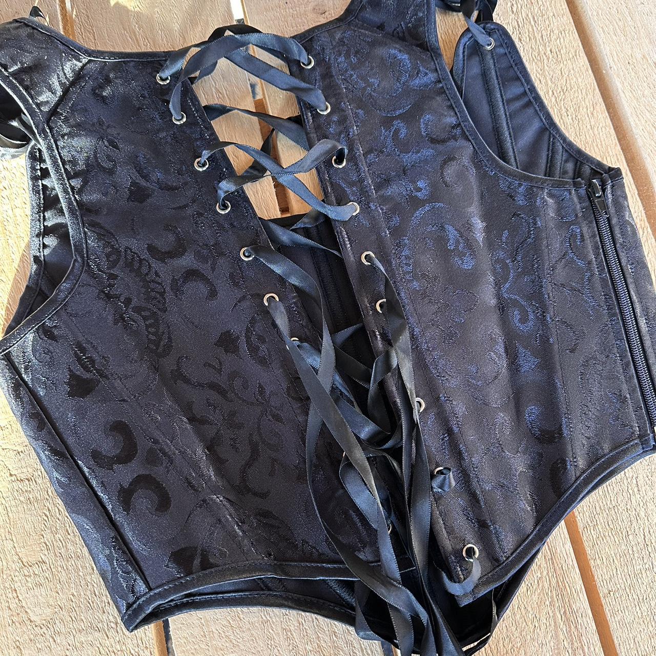 Cute black ribbon corset with zipper on the side... - Depop