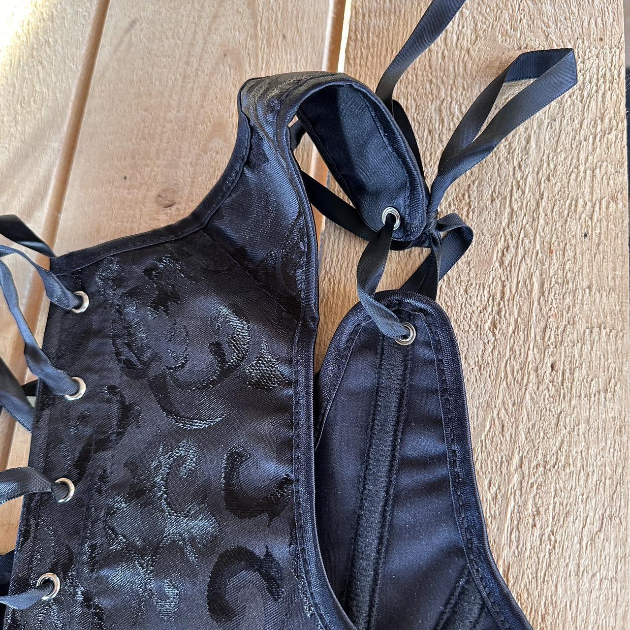 Cute black ribbon corset with zipper on the side... - Depop