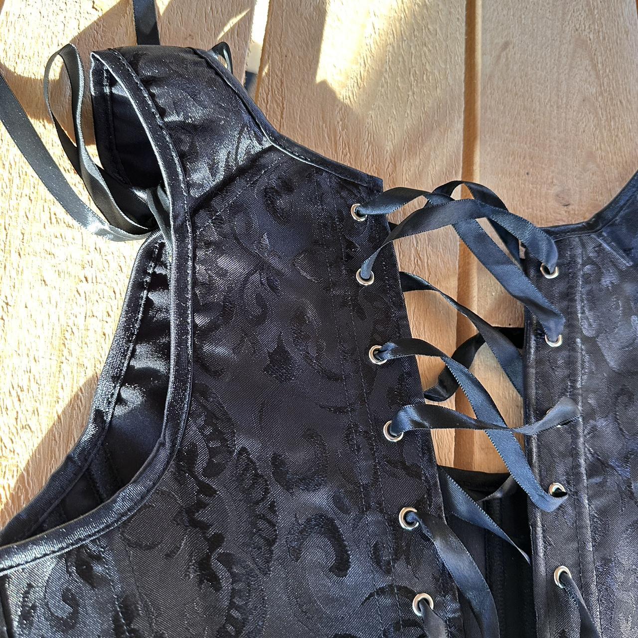 Cute black ribbon corset with zipper on the side... - Depop