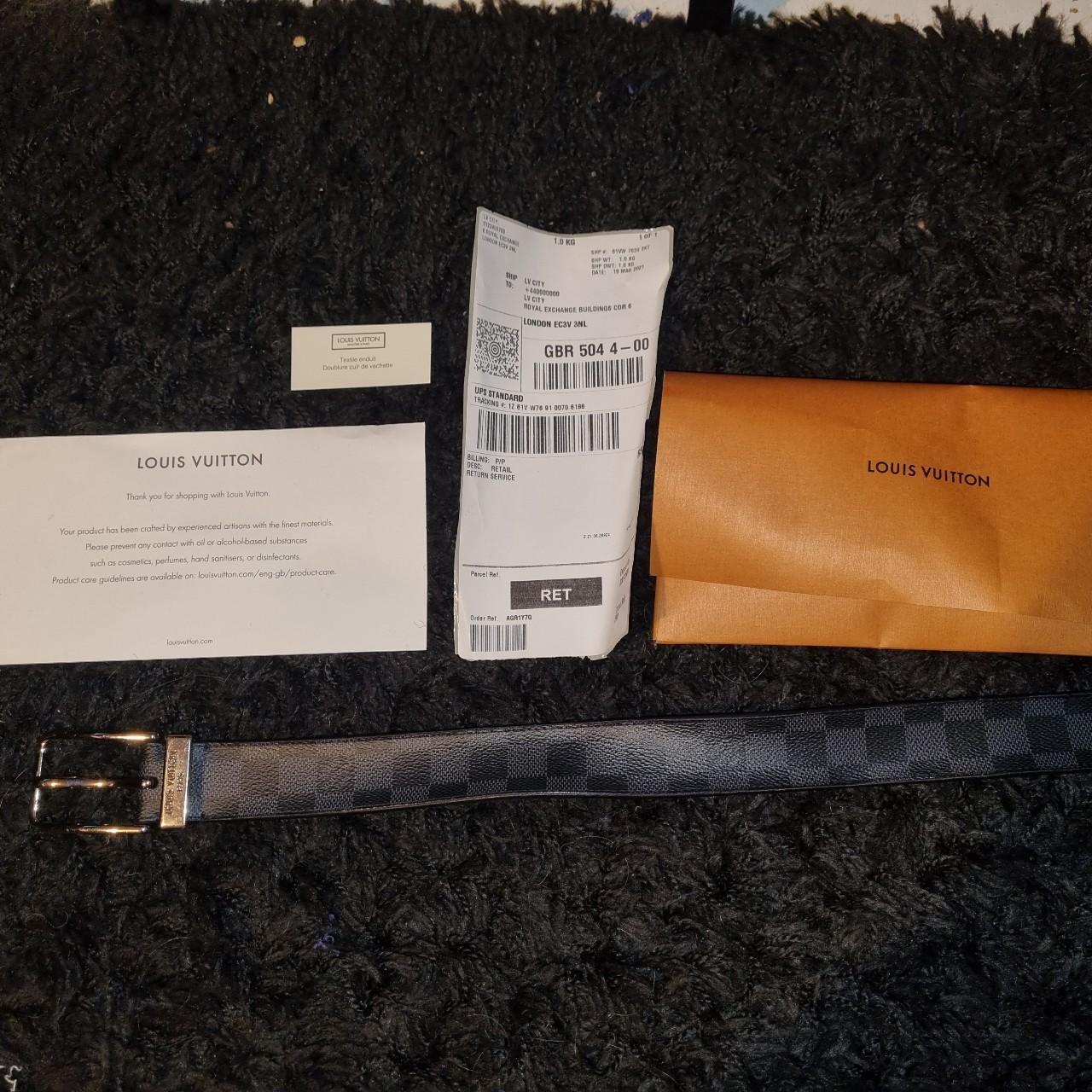 Black checkerboard louis vuitton belt well worn with... - Depop