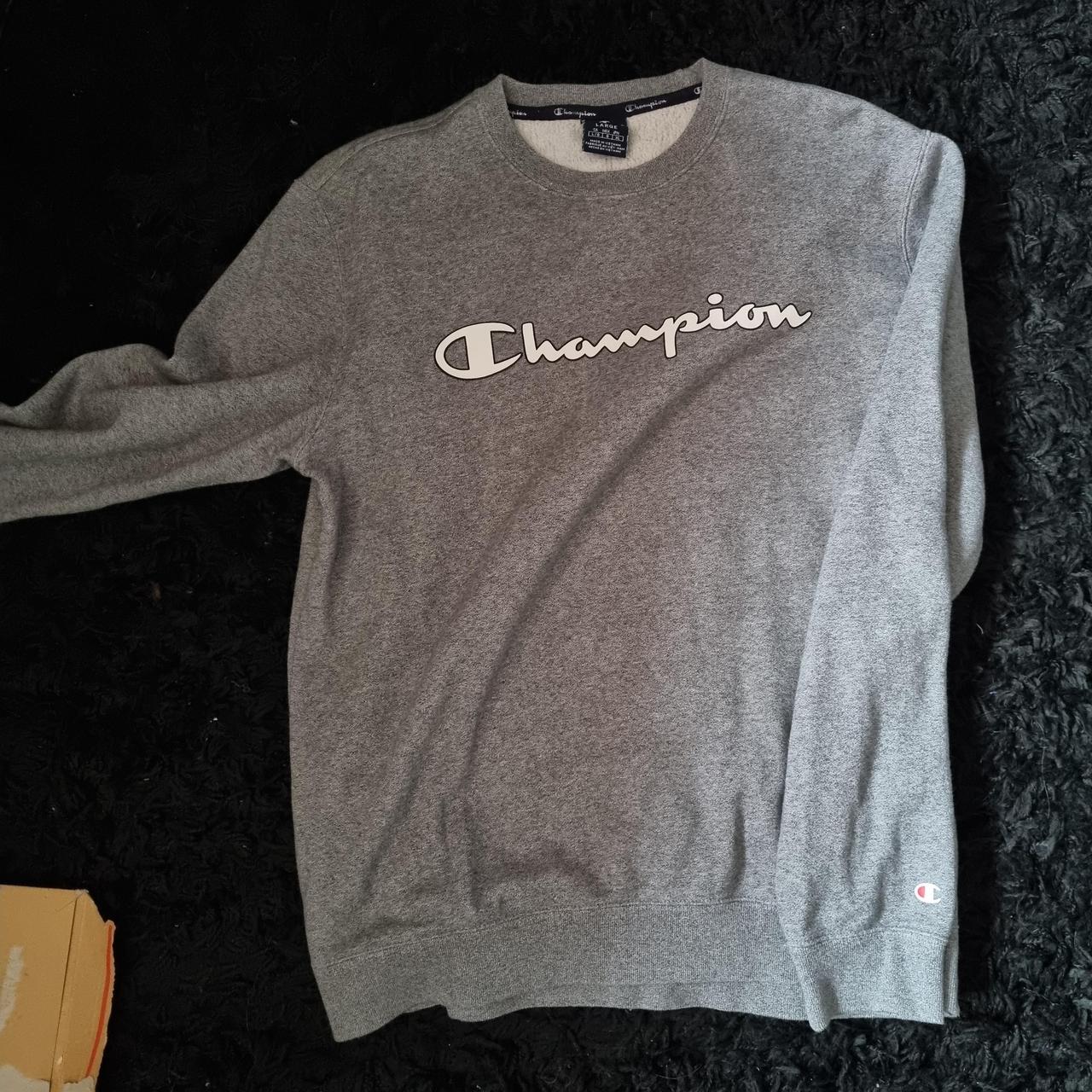 Large grey champion jumper - Depop