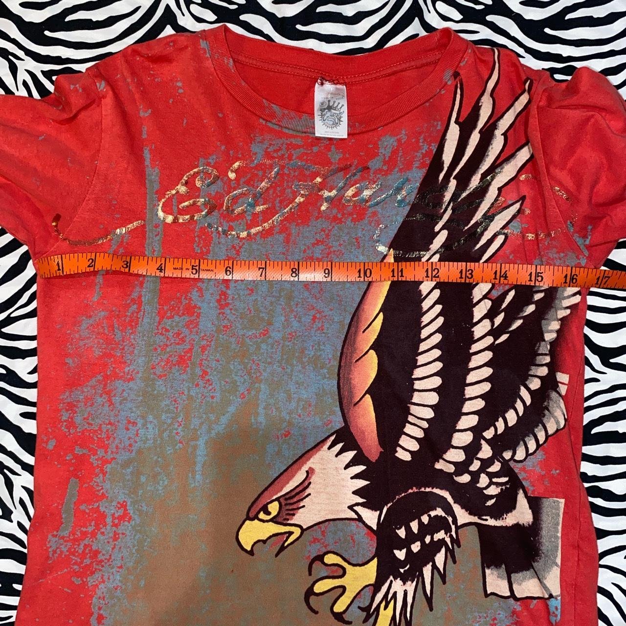 Red Ed Hardy 3/4 sleeve shirt youth size medium... - Depop